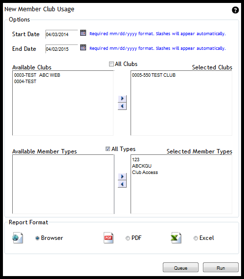 New Member Club Usage