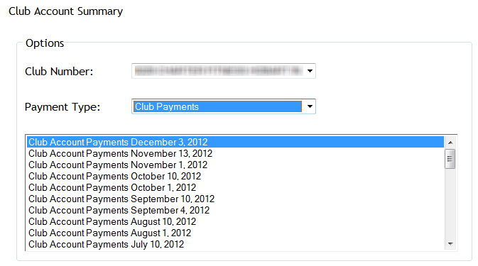 Club Account Payments